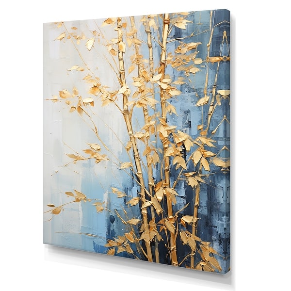 Designart "Gold And Blue Bamboo III" Bamboo Wall Art - Bed Bath & Beyond - 39908837